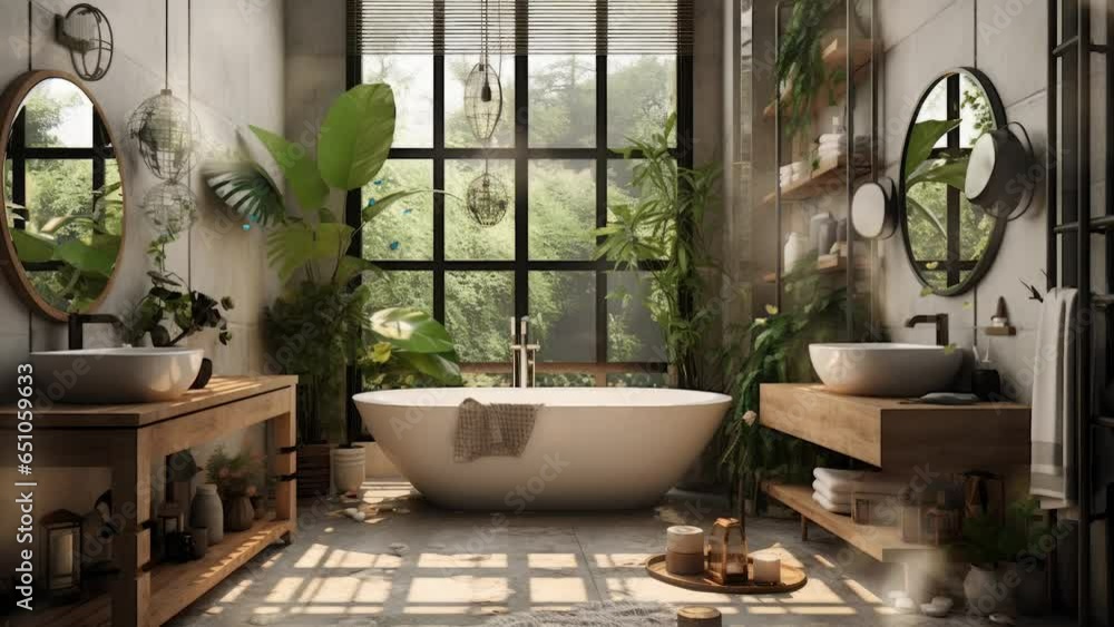 interior of a bathroom with a shower. animated background in Japanese ...