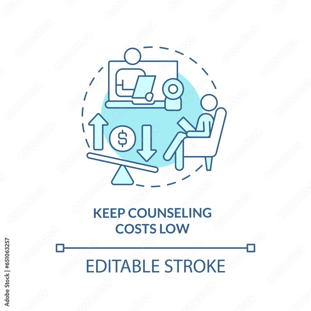 2D editable keep counseling costs low thin line blue icon concept ...