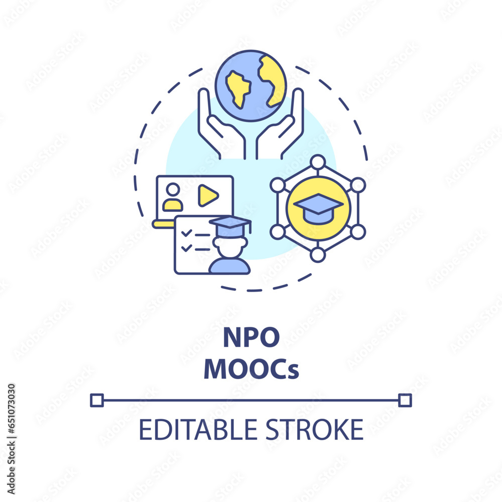 2D editable multicolor icon NPO MOOCs concept, simple isolated vector ...