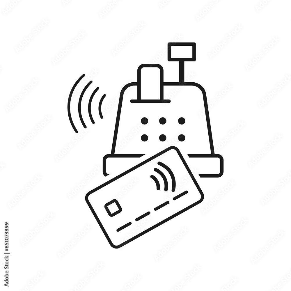 NFC technology icon. Cash register. Contactless, wireless payment ...