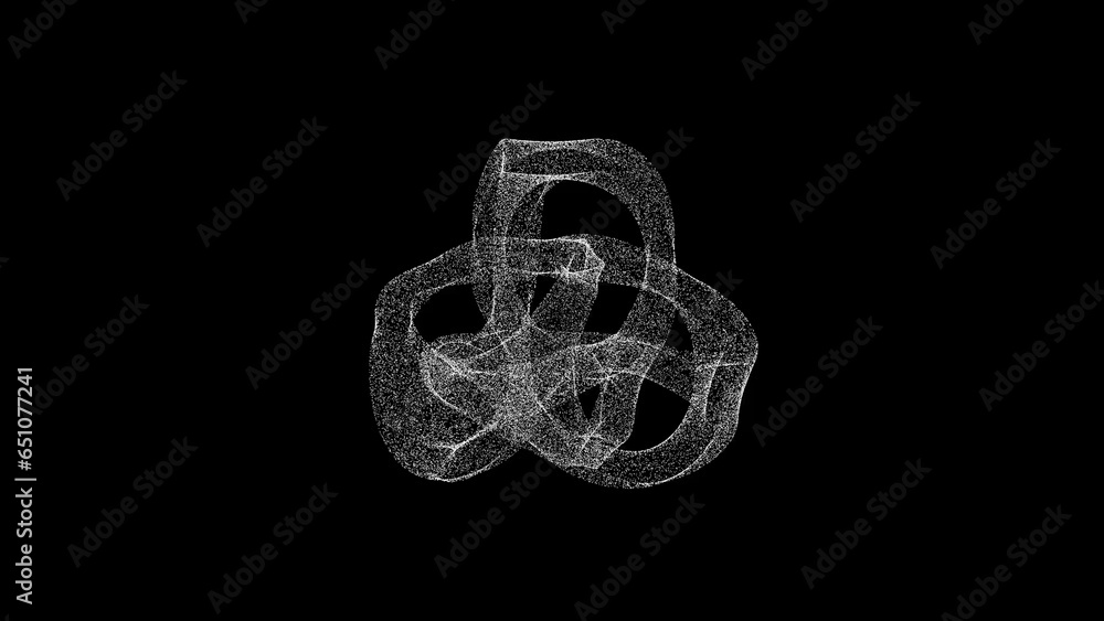 3d Abstract Alien Clew On Black Background Object Consisting Of White Flickering Particles
