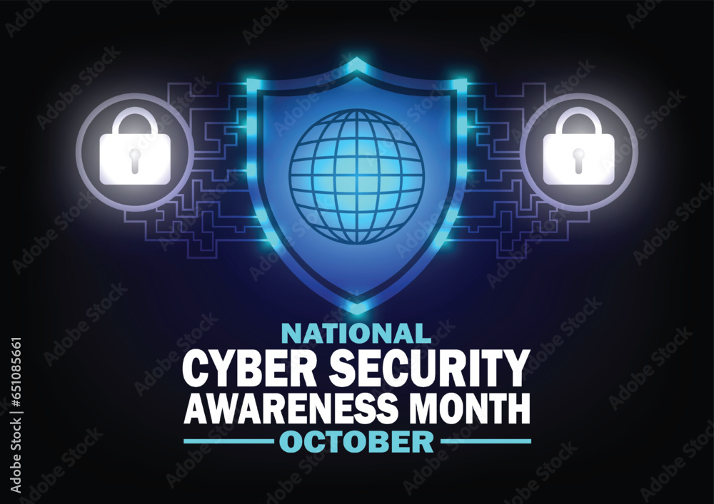 National Cyber Security Awareness Month October. Holiday concept ...