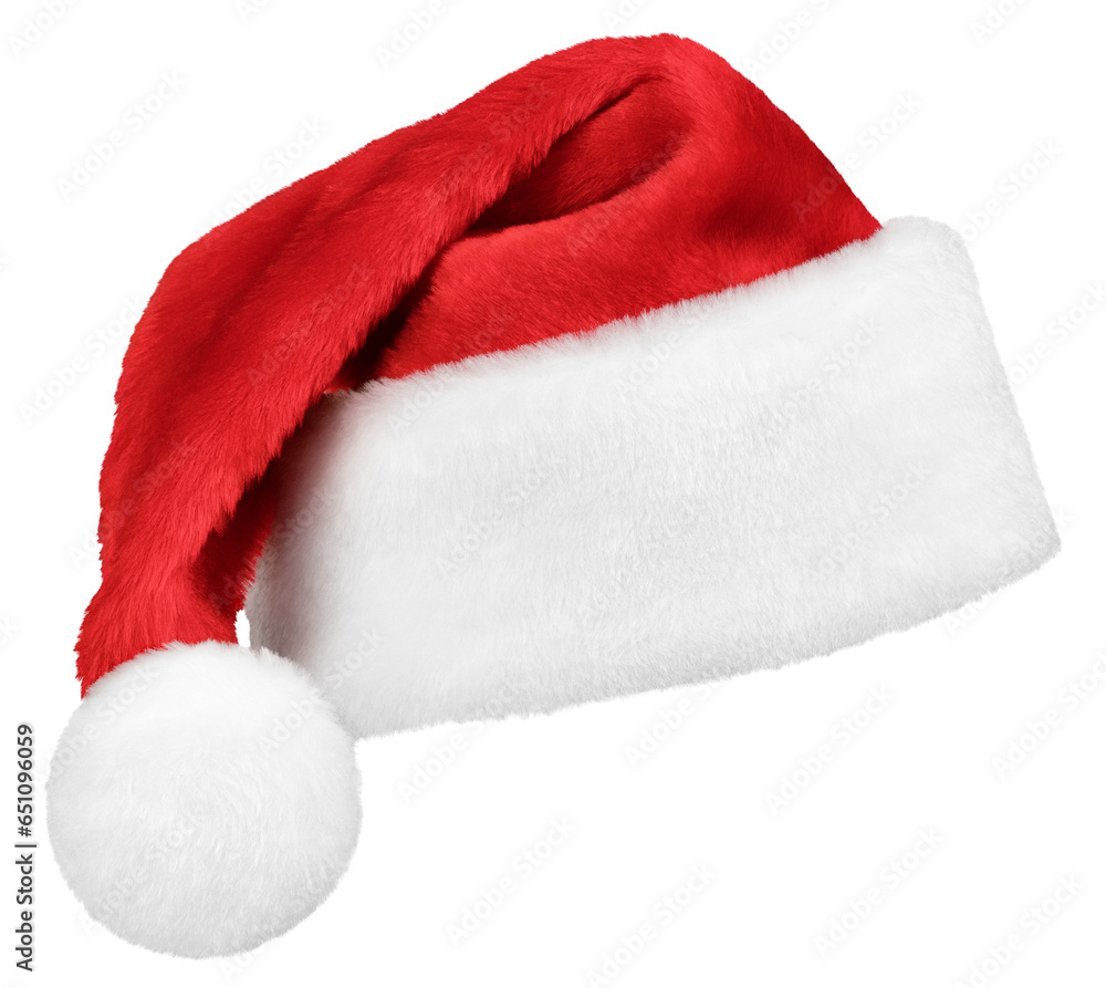 Santa Claus red hat or Christmas red cap isolated on transparent ...