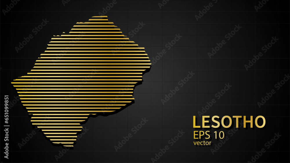 Vector gold map of lesotho, futuristic modern website background or ...