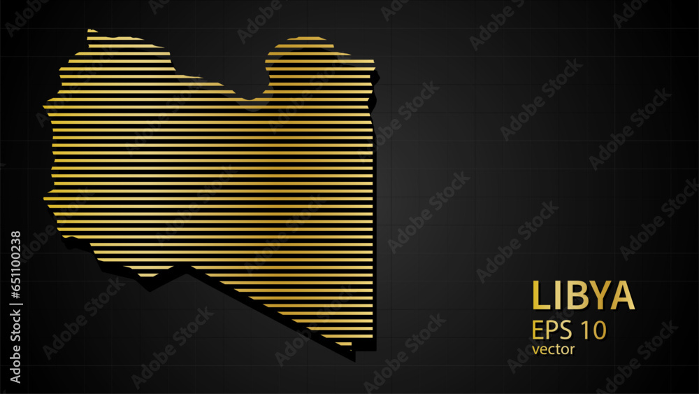 Vector gold map of Libya, futuristic modern website background or cover ...