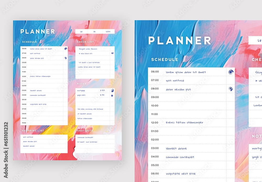 Colored Planner Template With Paint Background and Generative ai Stock ...