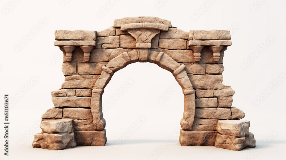Stone arch gate, white background. Modified Generative Ai image. Stock ...