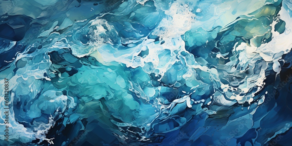 Blue abstract ocean seascape. Surface of the sea. Water waves top view ...