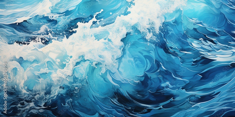 Blue abstract ocean seascape. Surface of the sea. Water waves top view ...