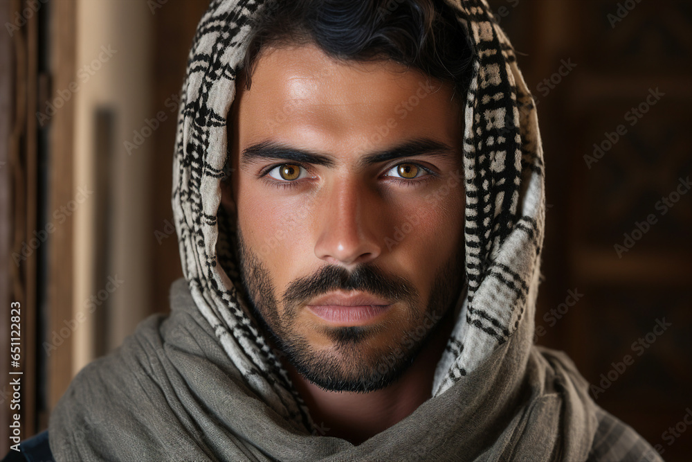 Young arab man in national clothes and turban Muslim man Saudi african ...