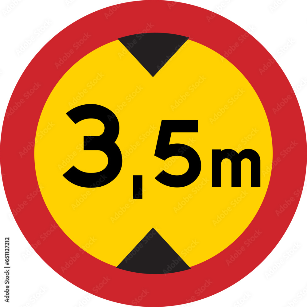 Prohibitory signs are round with yellow backgrounds and red borders ...