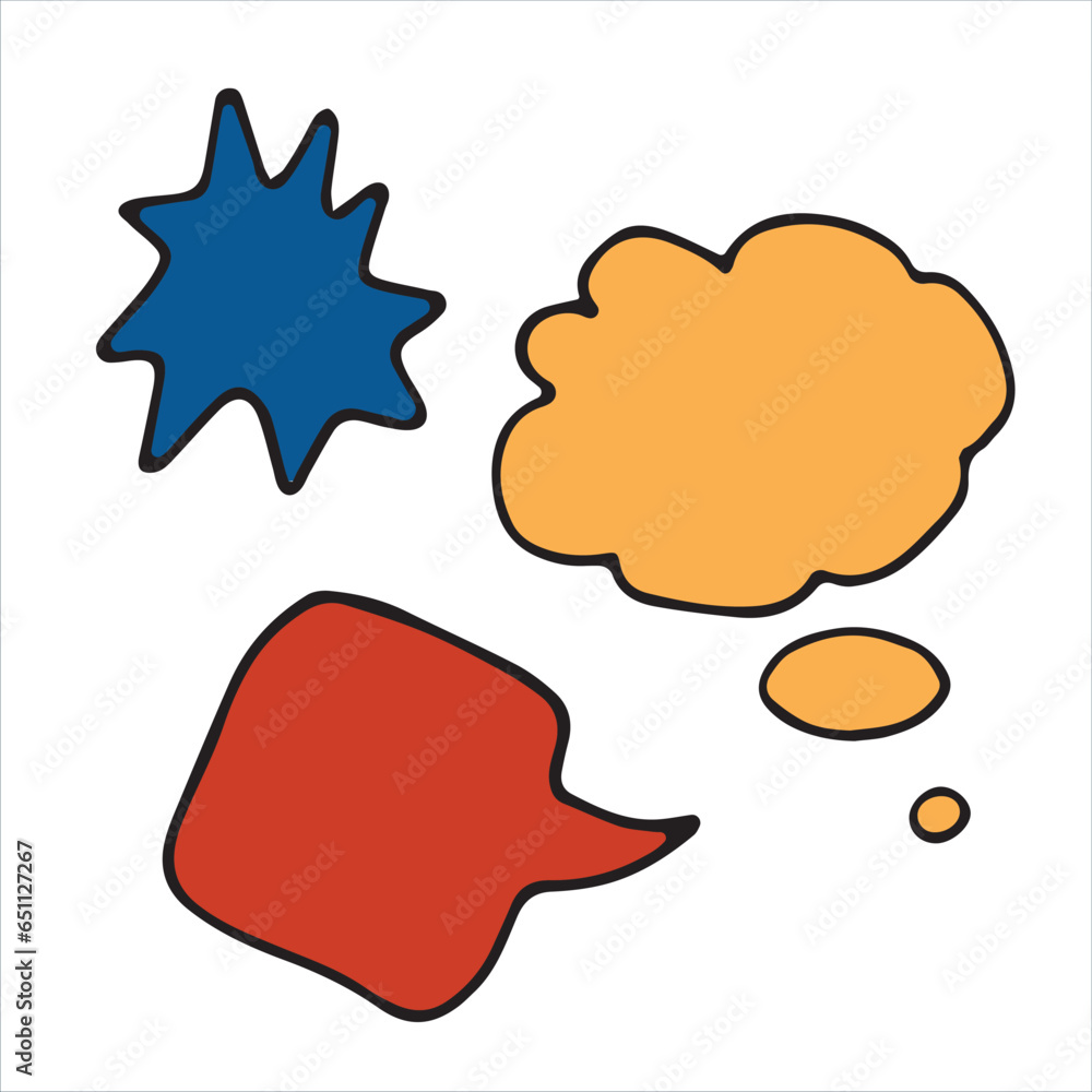 Cartoon message bubbles. Hand drawn vector illustration. Templates for ...
