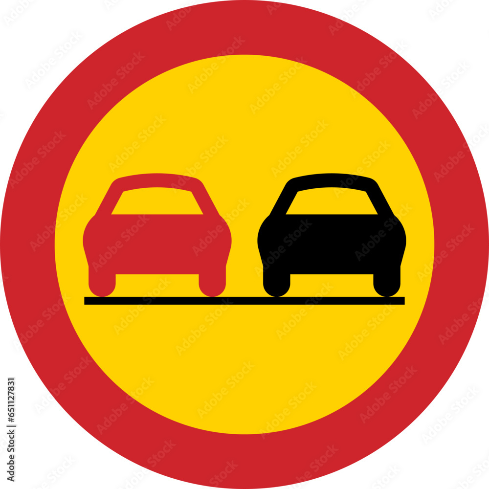 No overtaking , Prohibitory signs are round with yellow backgrounds and ...