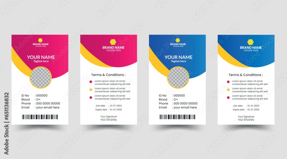 ID card design template, office id card, business id card, customize id ...
