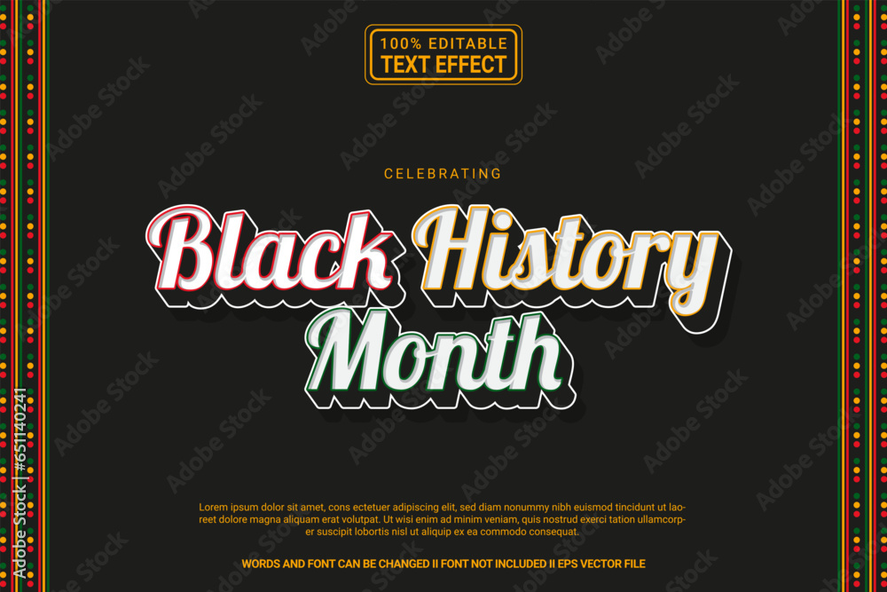 Editable text effect Black History Month 3d cartoon template stlye ...