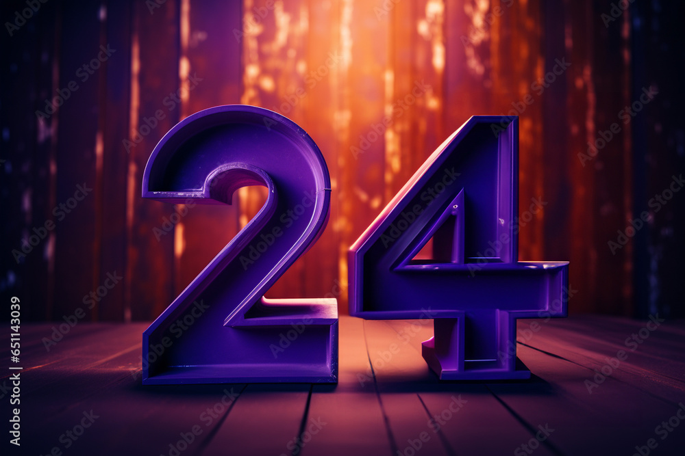 24 number design 3d violet color created with generative ai ilustración ...