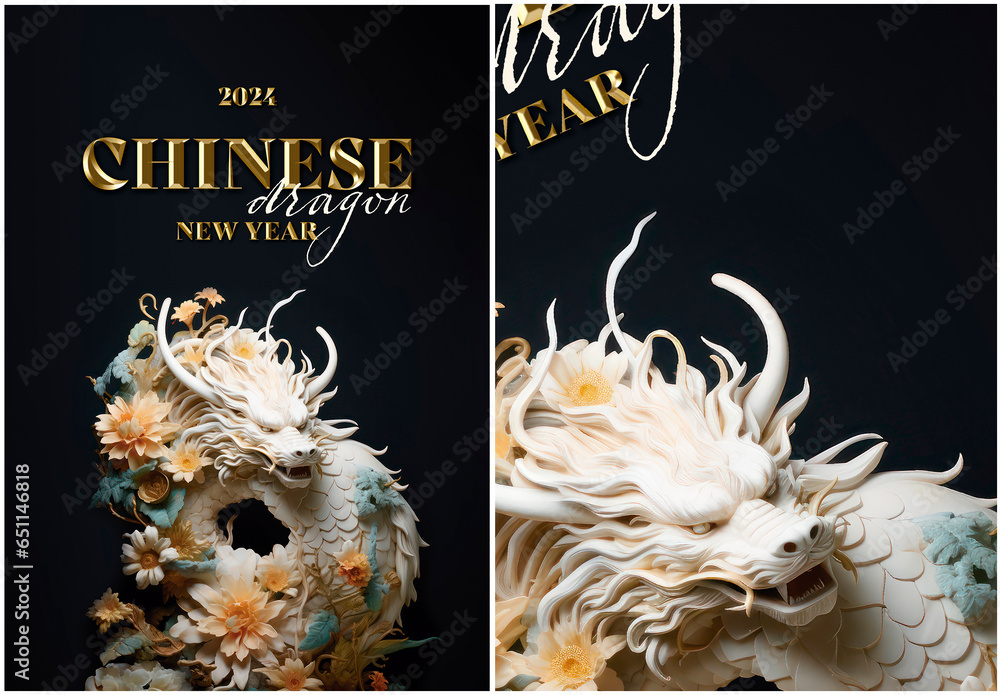 Poster Chinese New Year Dragon 2024, Generated by Ai Stock Template ...