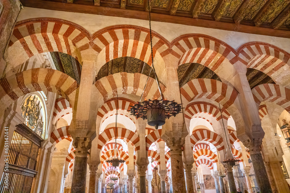 Hypostyle Hall in the Mosque-Cathedral of Cordoba. The site has a rich ...