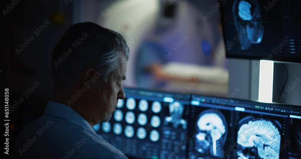 In Medical Laboratory Patient Undergoes MRI or CT Scan Process, in ...