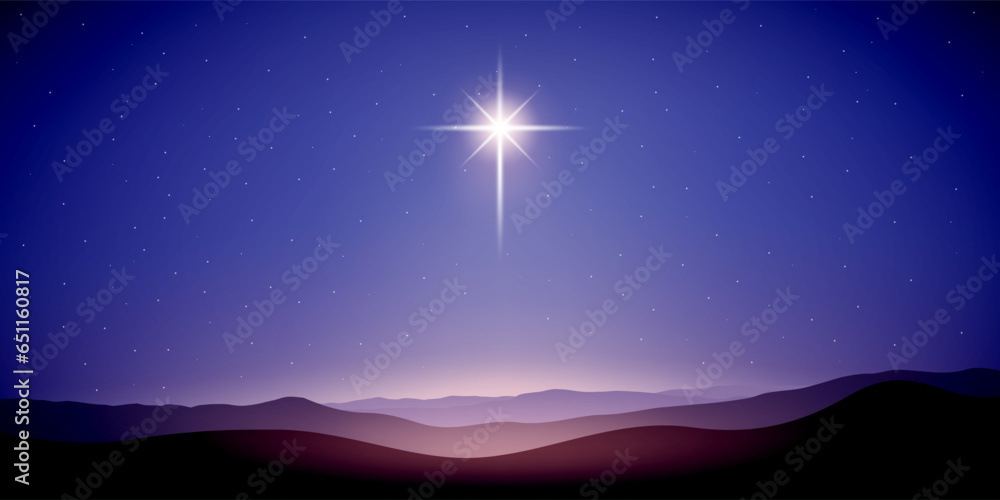 Star over Bethlehem, christmas night, Jesus birth Stock Vector | Adobe ...