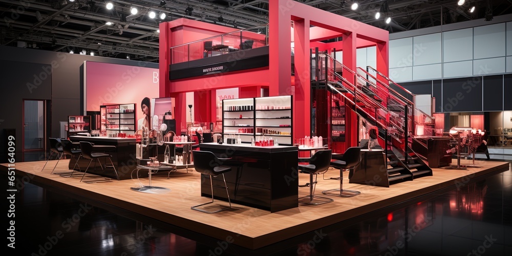 Commercial stand in an exhibition hall or a large professional salon ...