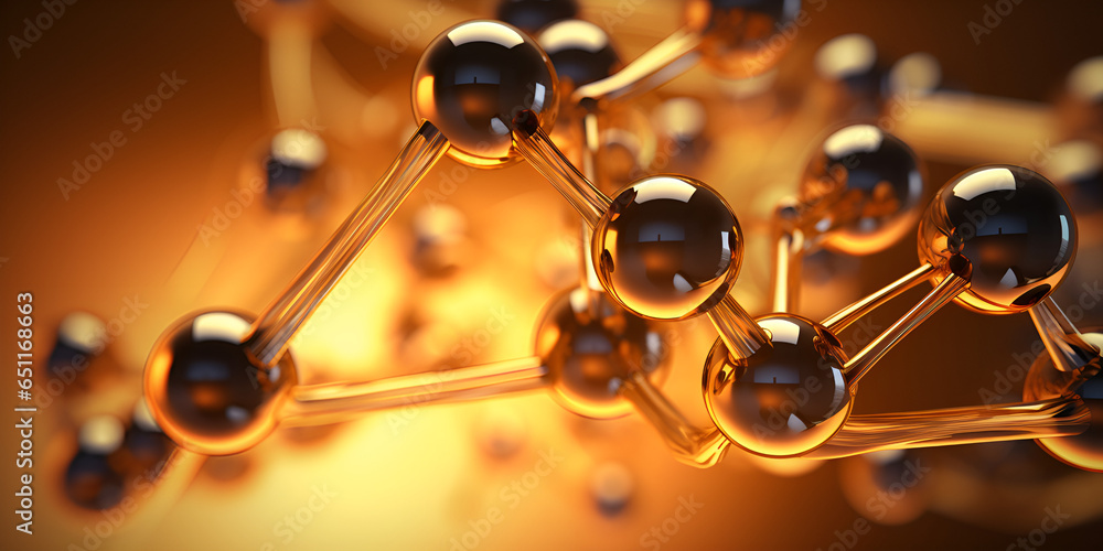 Molecule Figure Chemical Illustration Generative Ai Gold Molecules Model Science Concept