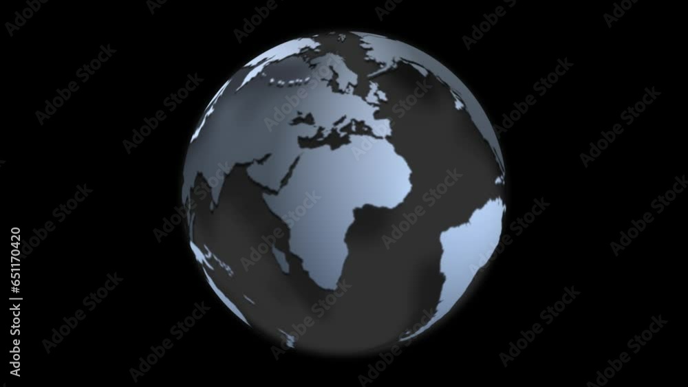 Animation of the planet in a circle. Looped world map on a transparent ...