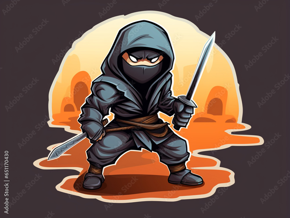 cartoon ninja warrior vector print design Stock Illustration | Adobe Stock