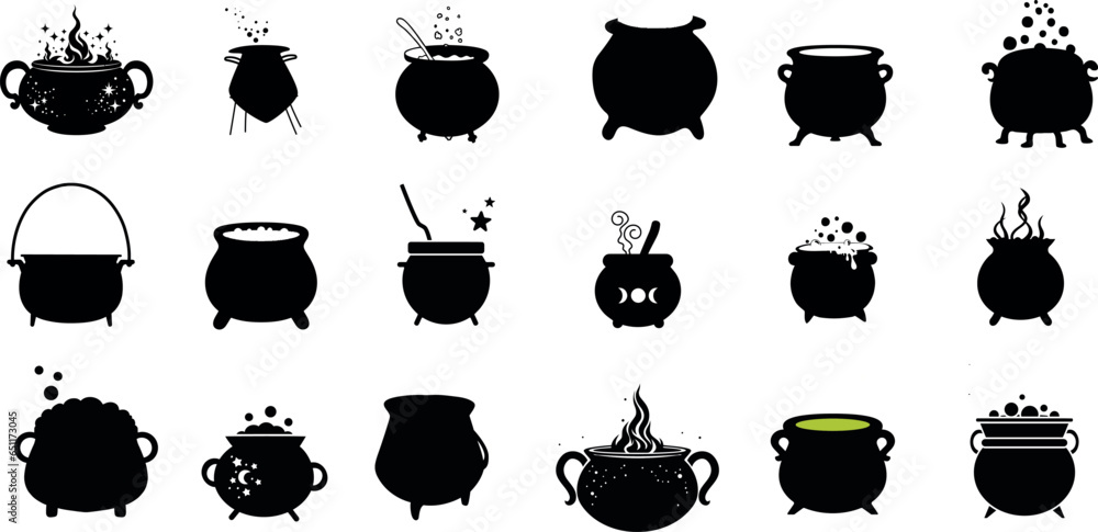 Set of Cauldrons for Halloween Vector Illustration, Some of the ...