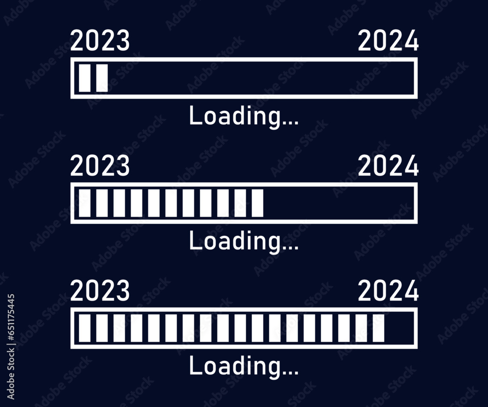 2024 countdown concept. Loading bar of 2023 to 2024. The collection of ...