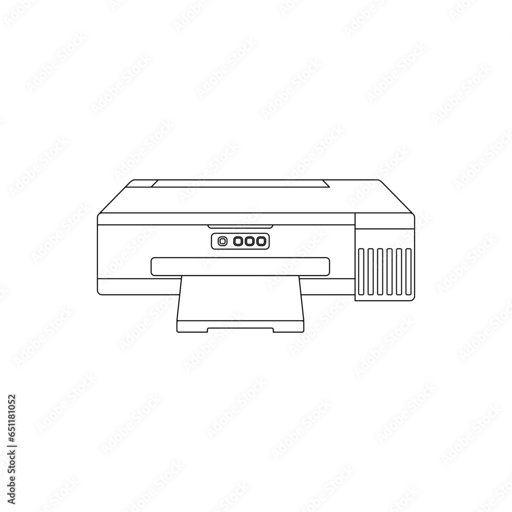 Compact Inkjet Photo Printer in outline icon. A3 6 colors ink tank ...