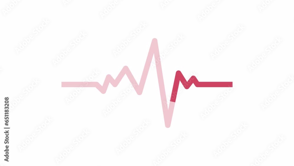 Heart rhythm 2D loading animation. Pulse line animated cartoon preloader, flat ui element 4K ...