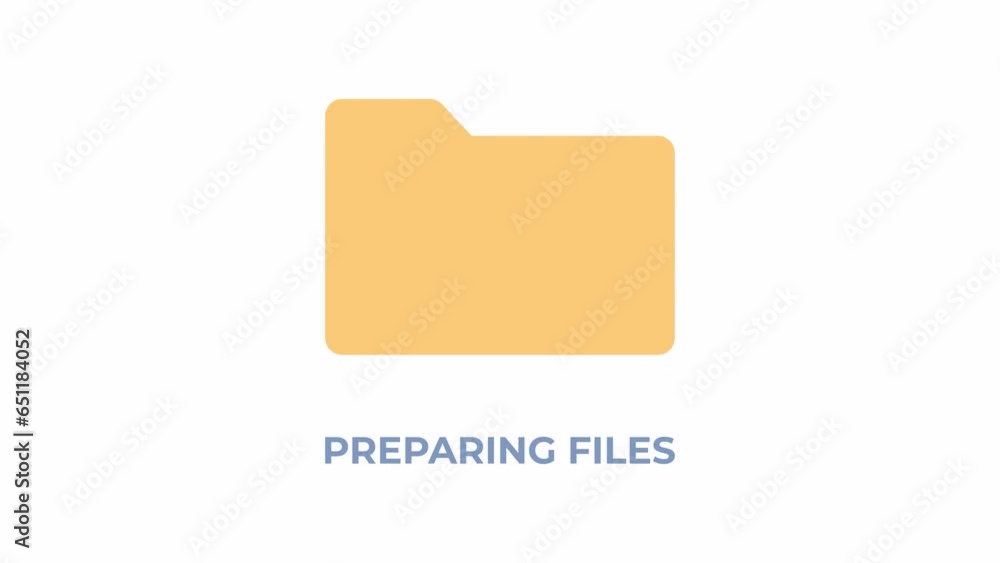 Preparing files 2D loading animation. Archives file folder floating ...