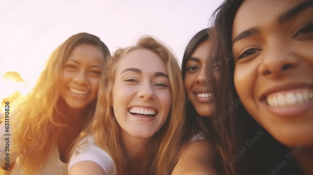 everyday life of cool teenage girls, group of classmates or best ...