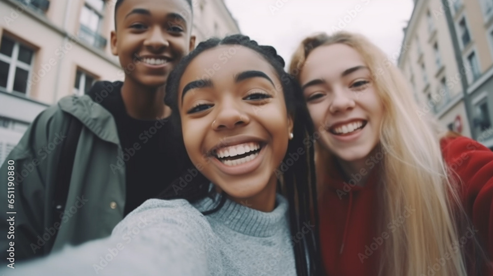 everyday life of cool teenage girls, group of classmates or best ...