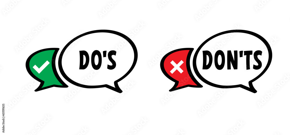 Emoticon sign. do's en don'ts or do and don't, check mark. Compliments ...