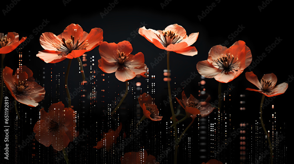 Binary Blooms: Illustration of a garden of binary code flowers in ...