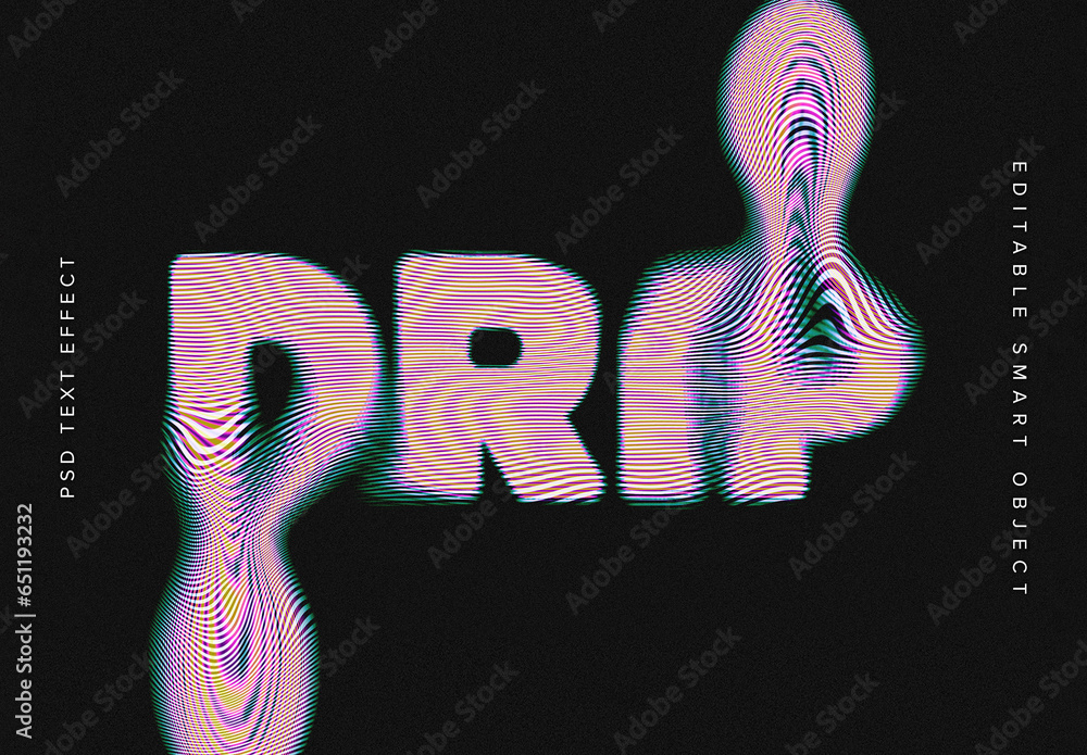 Warped Glitchy Text Effect Mockup Stock Template | Adobe Stock