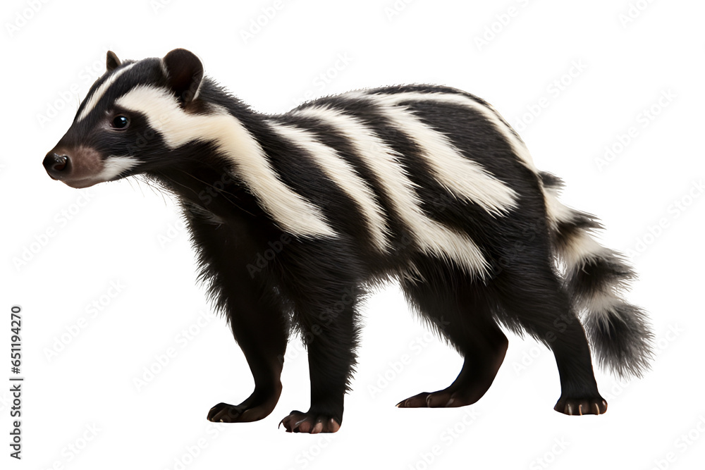 Black and white skunk isolated on transparent background ,skunk side ...