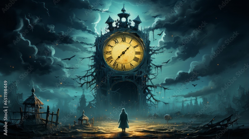 The clocktower stands tall and imposing, ticking away time as the ...