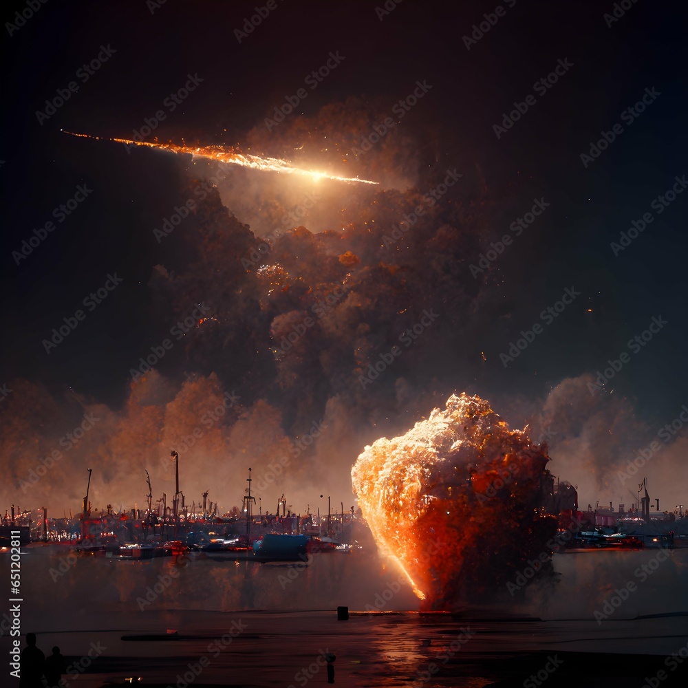 Comet Impact Massive Explosion San Francisco Rule of thirds ...