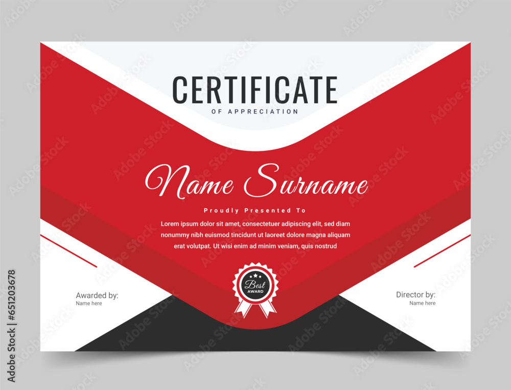 Red Certificate Award Design Template, Certificate Premium template ...