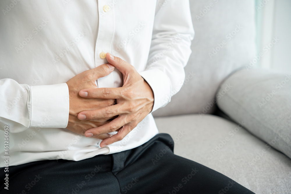 stomach ache. men have abdominal pain, indigestion, gastritis ...