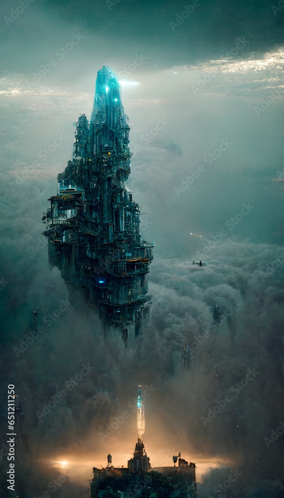 Enourmous prometheus movie Paramteric alien futuritic Castle floating ...