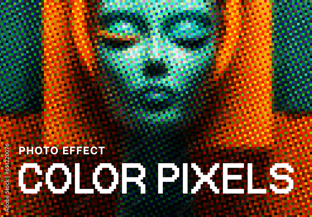Colorful Pixels Photo Effect Mockup With Generative AI Preview Stock ...