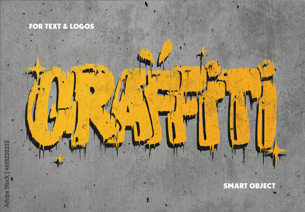 Bold Graffiti Text And Logo Effect Mockup Stock Template | Adobe Stock