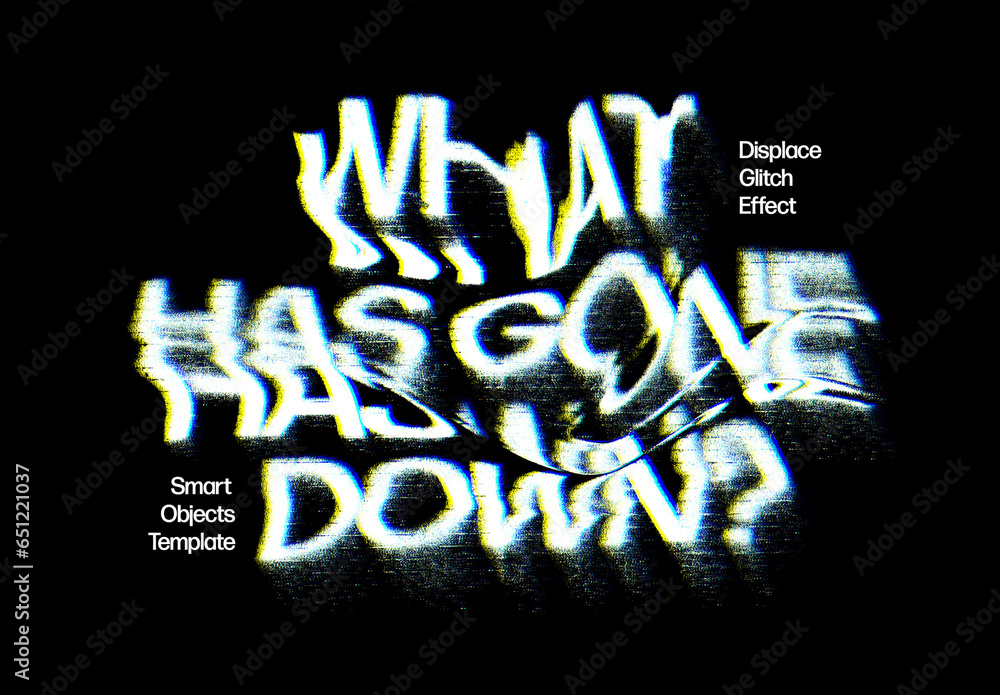 Displacement Glitch Text Effect Mockup Stock Template | Adobe Stock