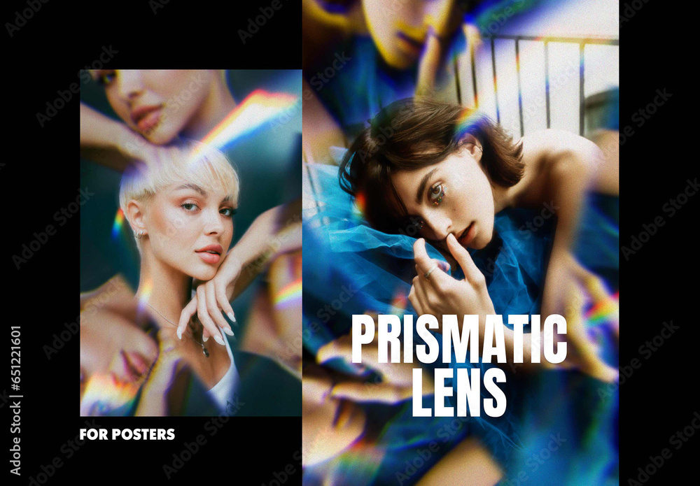 Prismatic Lens Poster Photo Effect Mockup Stock Template | Adobe Stock