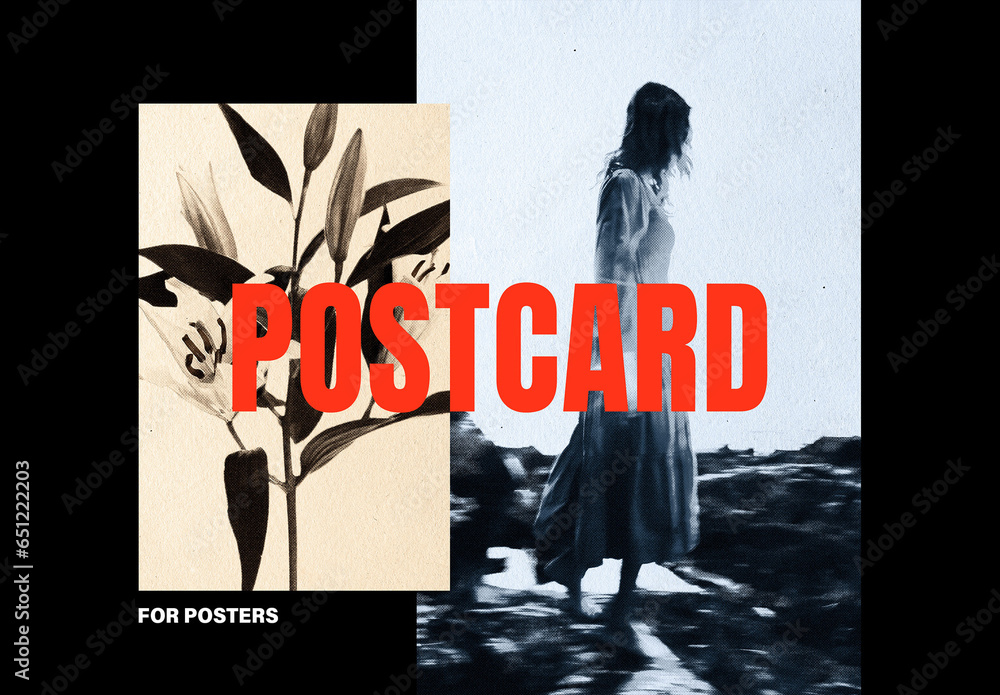 Vintage Postcard Poster Photo Effect Mockup Stock Template | Adobe Stock
