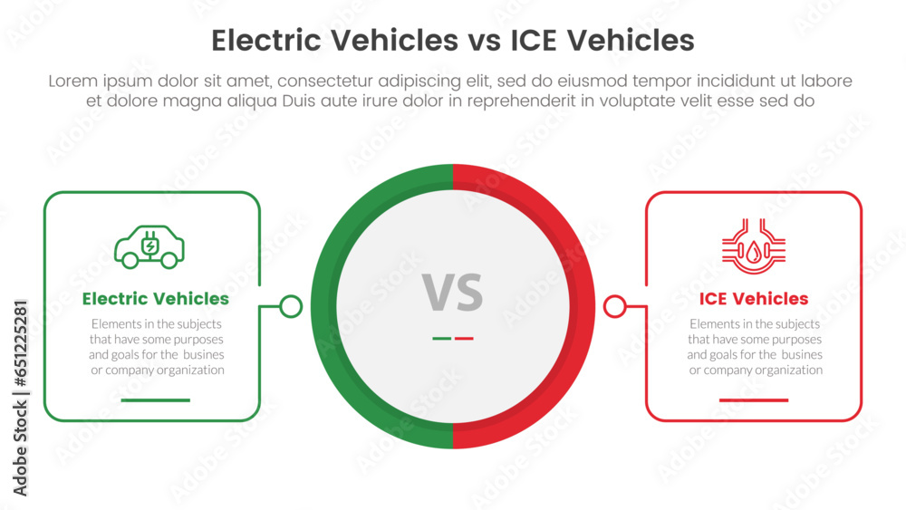 ev vs ice electric vehicle comparison concept for infographic template ...